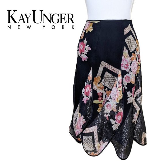 Kay Unger | Skirts | Kay Unger 0 Silk Asymmetrical Layered Skirt With ...